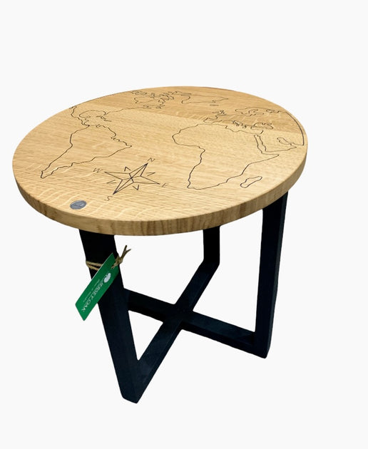 World Map Side Table – Jersey Oak Furniture