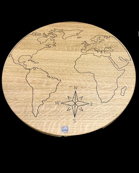 World Map Side Table – Jersey Oak Furniture