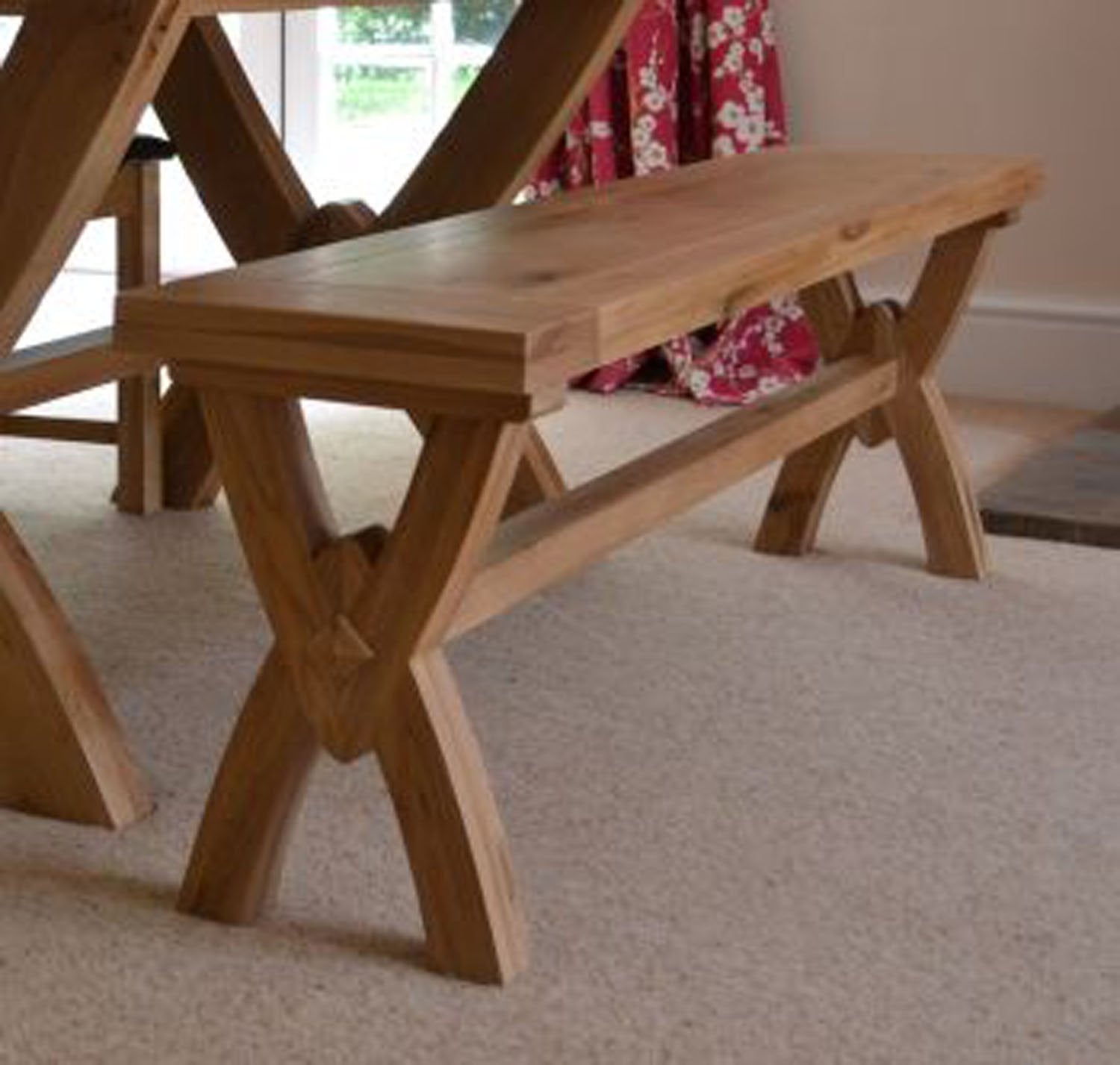 French Rustic Oak Small Bench – Jersey Oak Furniture