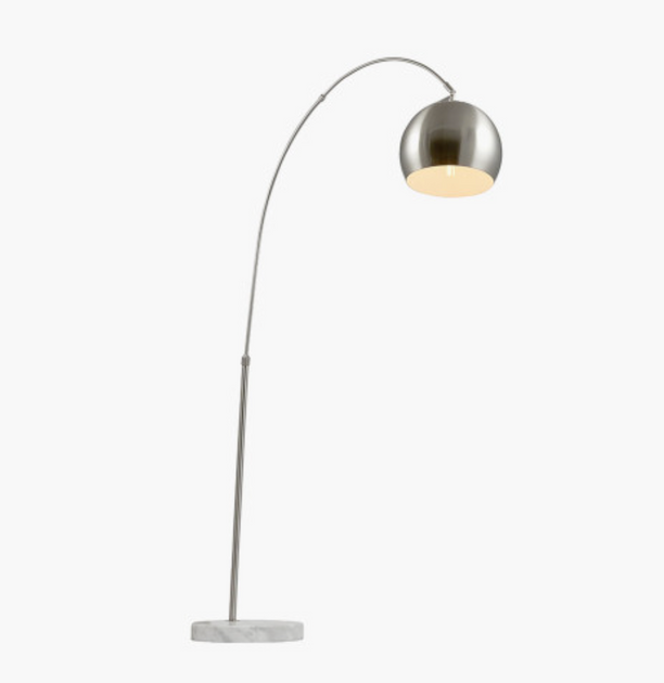 Feliciani Brushed Silver Metal and White Marble Floor Lamp – Jersey Oak ...